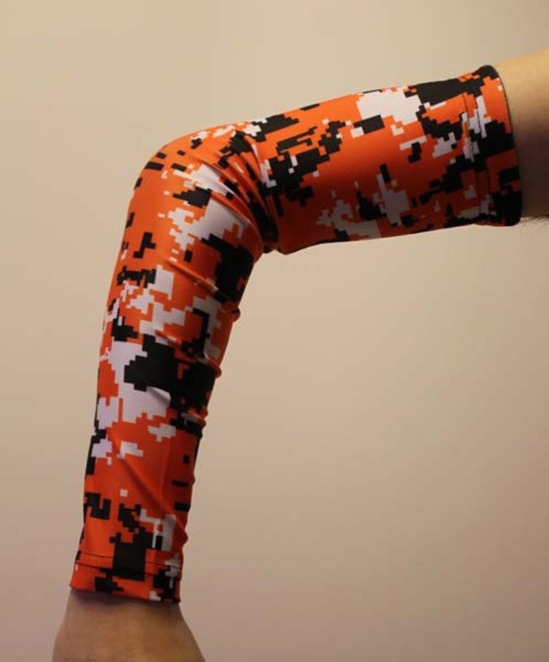 Orange Digital Camo Arm Sleeve Compression Baseball Football Elbow Arm ...