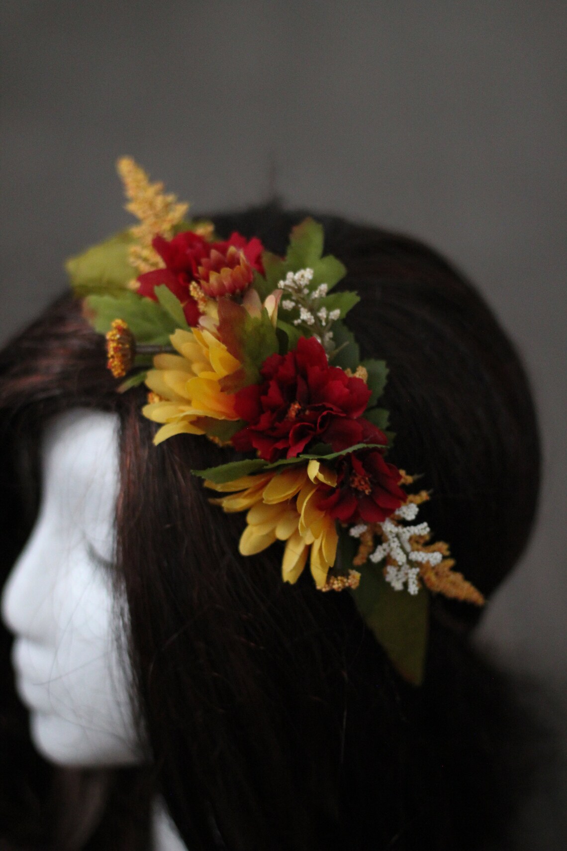 Fall flower crown orange flower crown sunflower crown | Etsy