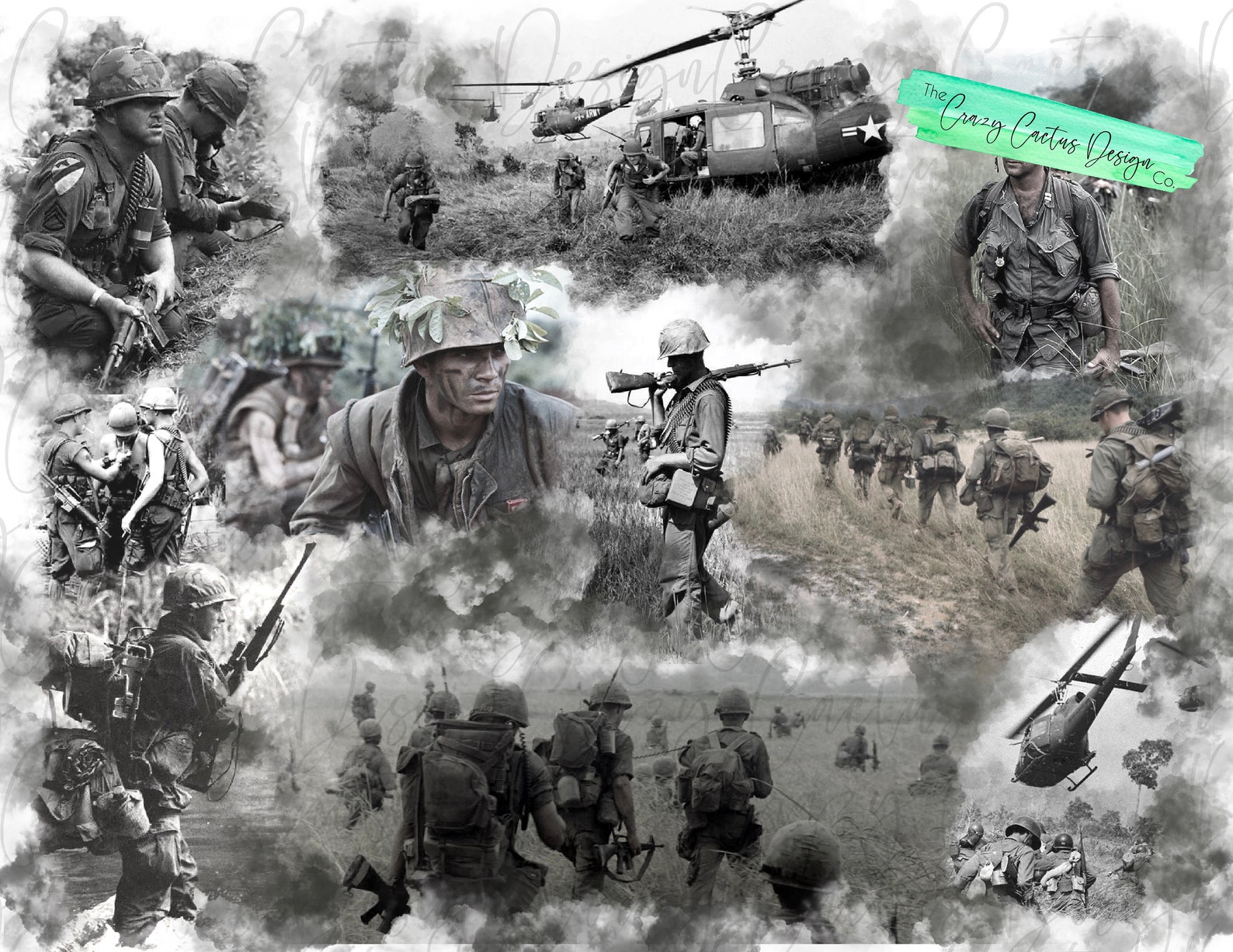 Vietnam War US Military Collage for Printing Waterslides | Etsy