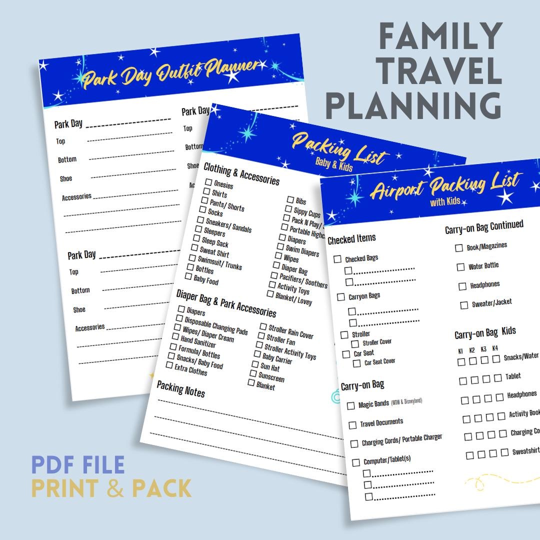 Disney Packing List Printable | Universal Studios Family Vacation ...