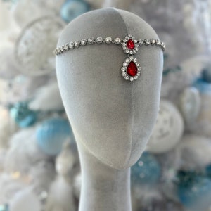Red Ruby Rhinestone Silver Hair Jewelry Goddess Wedding - Etsy