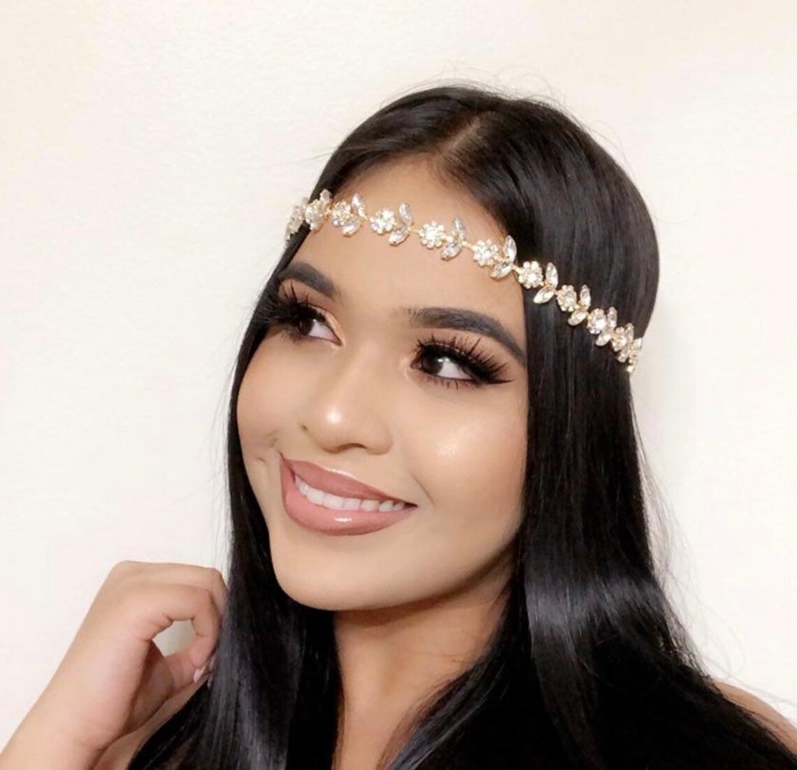 Floral Pattern Rhinestone Wedding Crystal Hair Lace Hair | Etsy