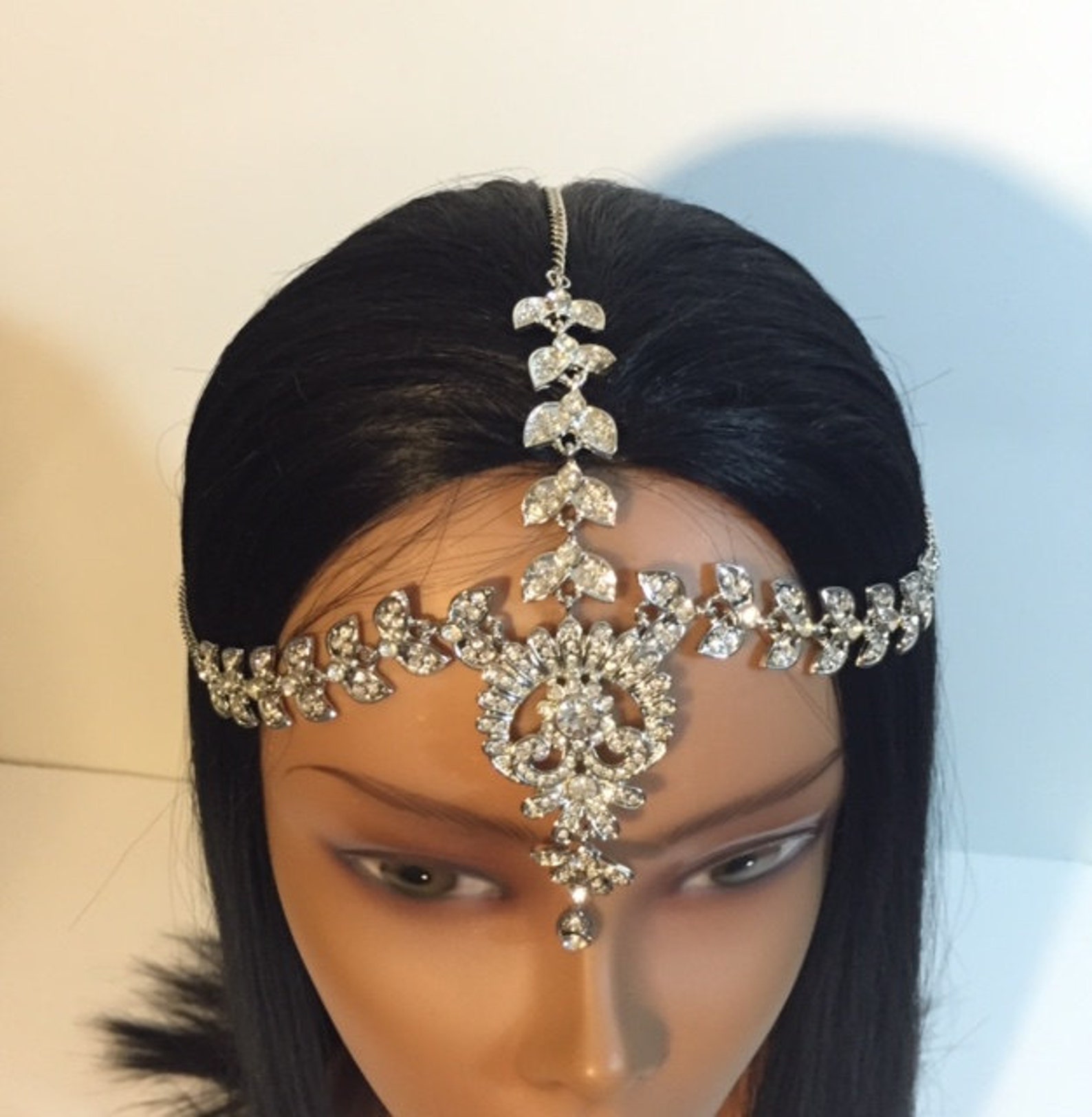Gold Silver Diamond Gem Jeweled Head Piece Bridal Wedding Boho - Etsy