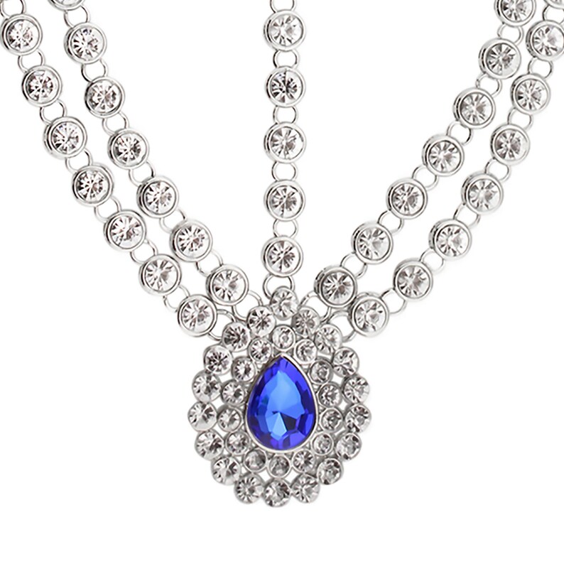 STUNNING 2 Layer BLUE Hair Chain Head Chain Hair Jewelry Bride | Etsy