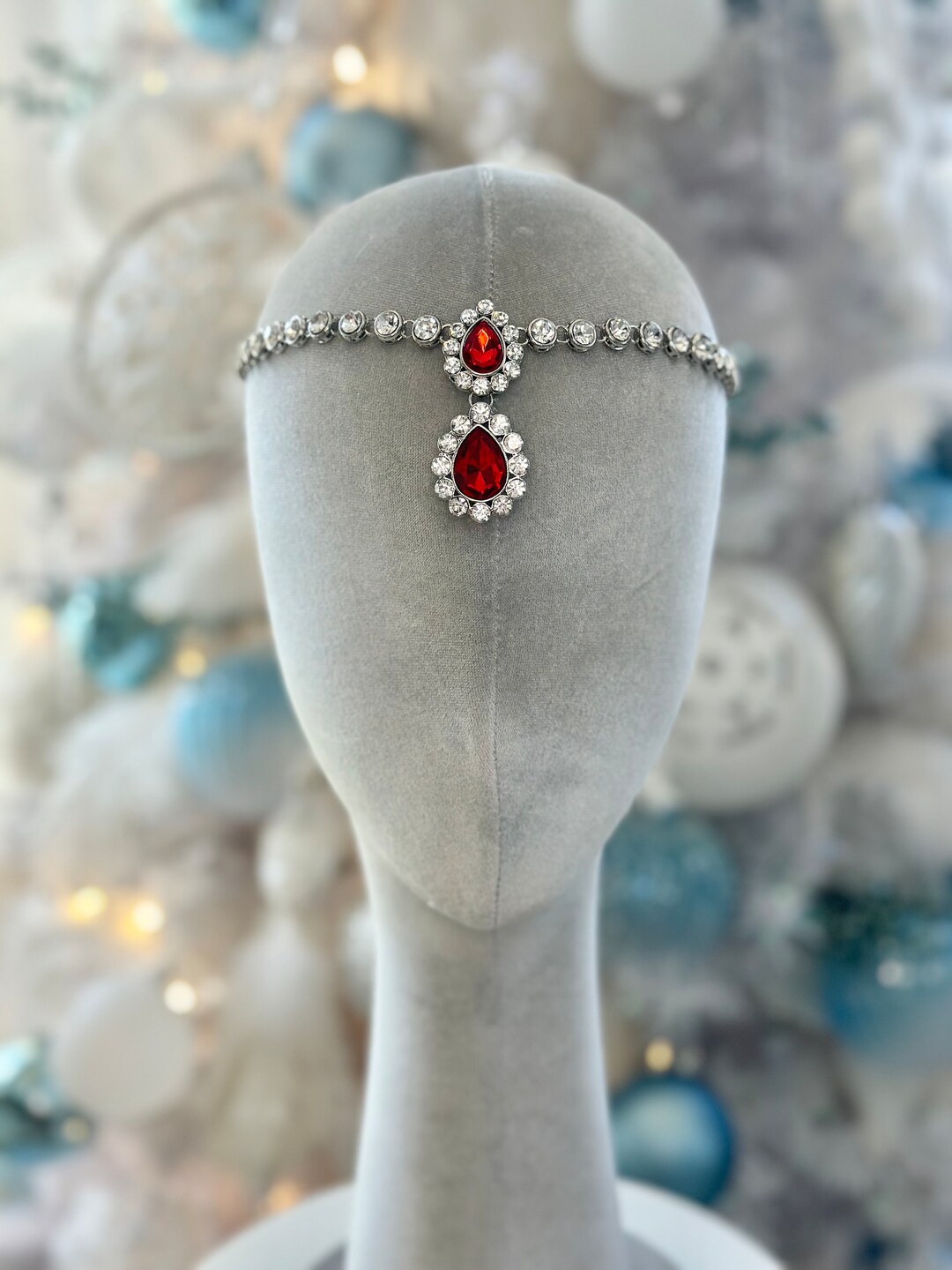 Red Ruby Rhinestone Silver Hair Jewelry Goddess Wedding - Etsy