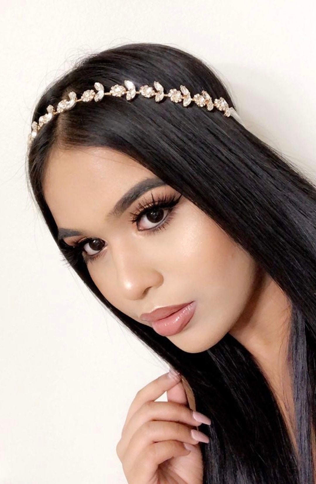 Floral Pattern Rhinestone Wedding Crystal Hair Lace Hair - Etsy