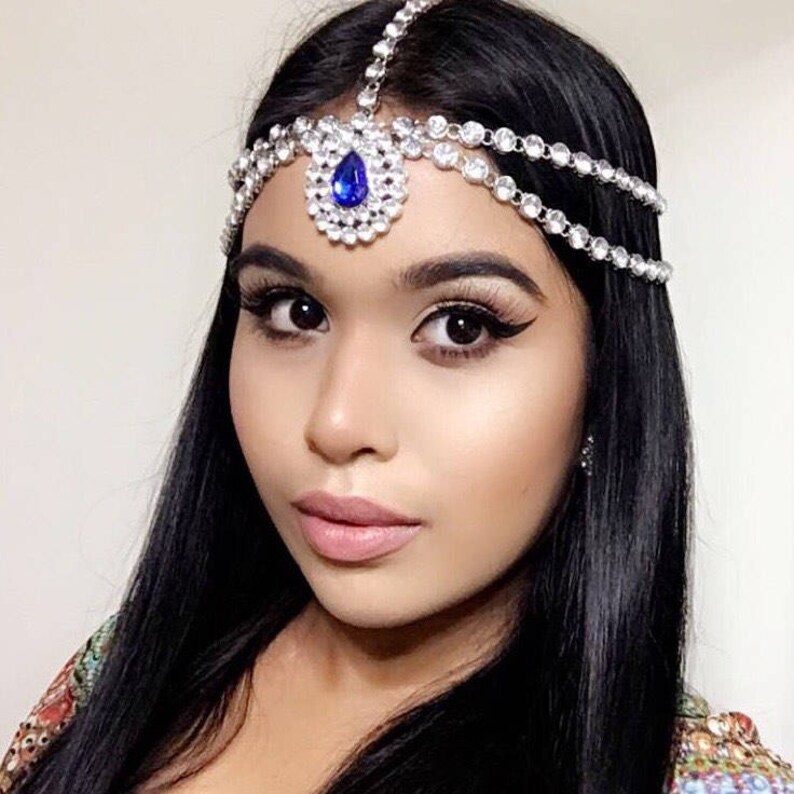 STUNNING 2 Layer BLUE Hair Chain Head Chain Hair Jewelry Bride - Etsy