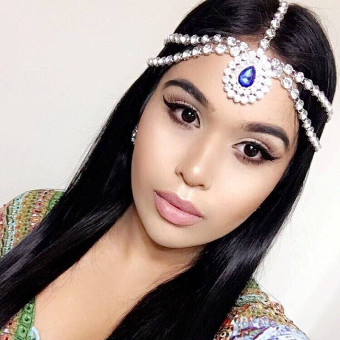 STUNNING 2 Layer BLUE Hair Chain Head Chain Hair Jewelry Bride | Etsy