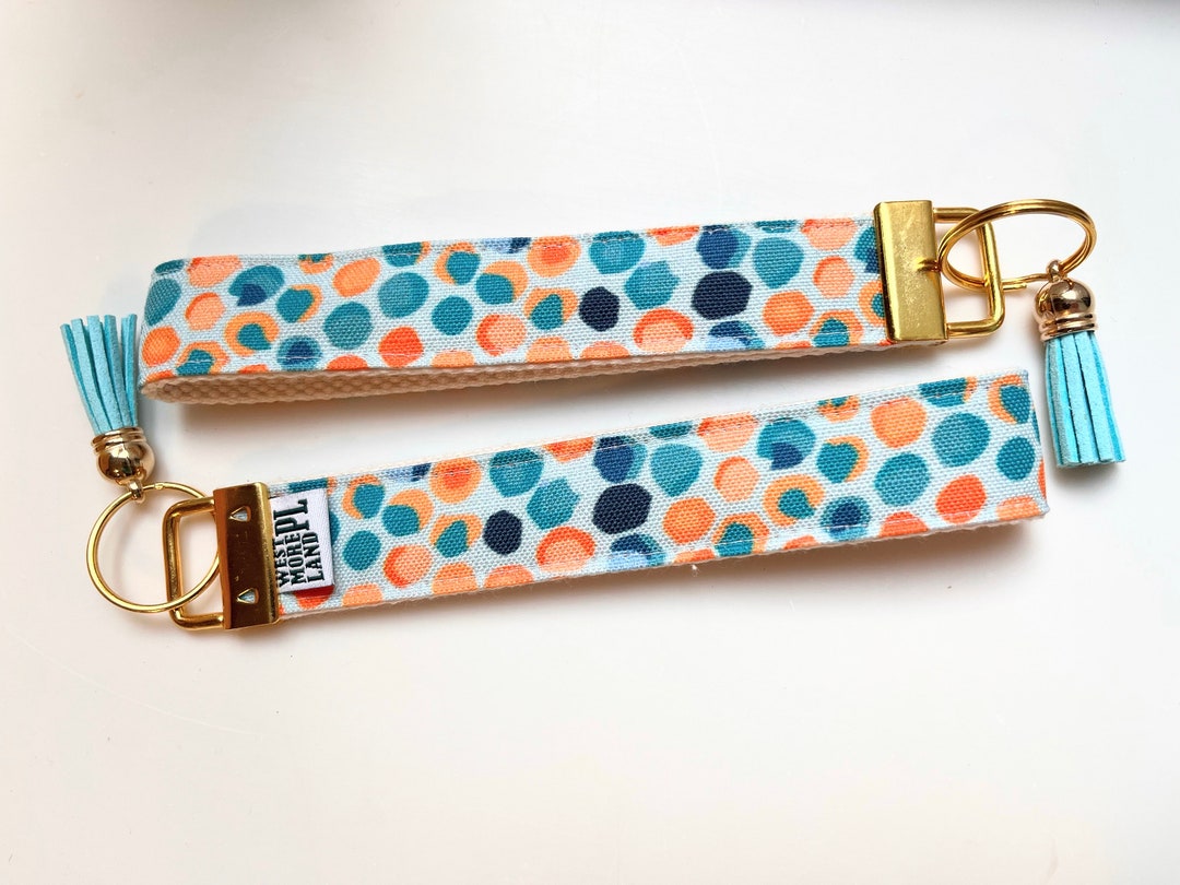 Gold Key Fob Wristlet | Fabric Keychain | Teacher Gift | Key Wristband ...