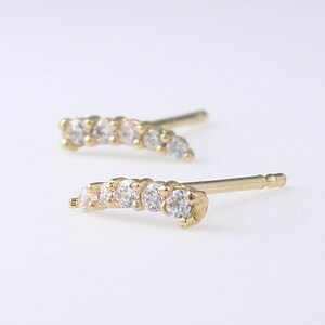 14K Solid Gold Bar Stud Earrings, 14K Gold Bar Studs, Simple Bar ...