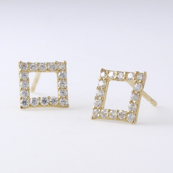 Rose Gold Square Stud Earrings - Etsy