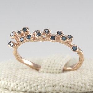Blue Diamond Ring, 14K Gold Thin Diamond Wedding Band, Diamond Eternity ...