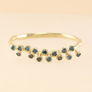 Blue Diamond Ring, 14K Gold Thin Diamond Wedding Band, Diamond Eternity ...