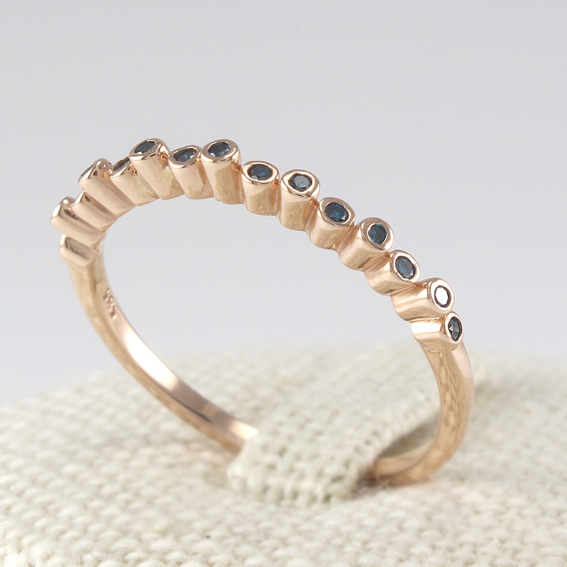 Thin Blue Diamond Wedding Band, Diamond Eternity Band, Diamond Band ...