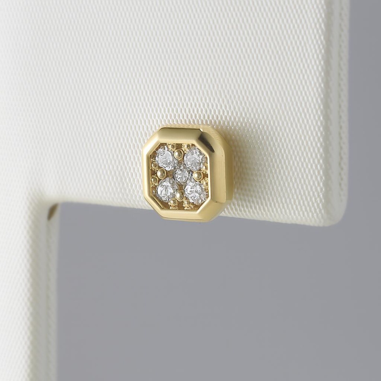 14k Gold Lab Grown Diamond Octagon Stud Earrings: Minimalist Geometric ...