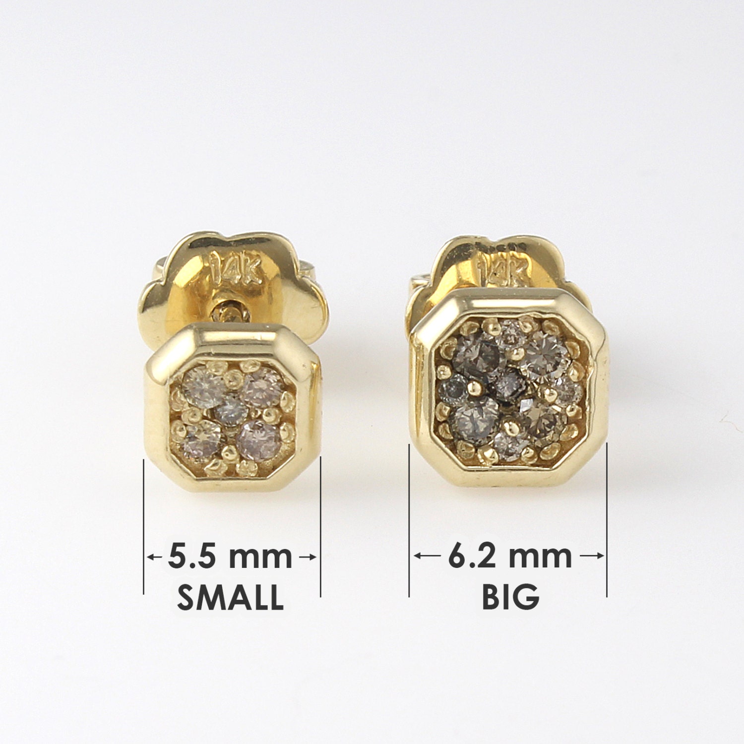 Simple Diamond Studs Earrings 14k Gold Diamonds Earrings - Etsy