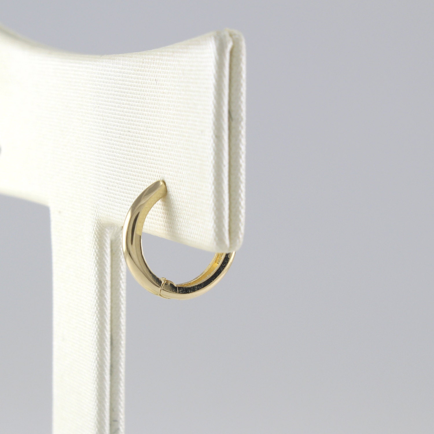 14K 9.5 Mm Solid Gold Huggie Hinged Hoop Earring, Huggie Hoop, Gold ...