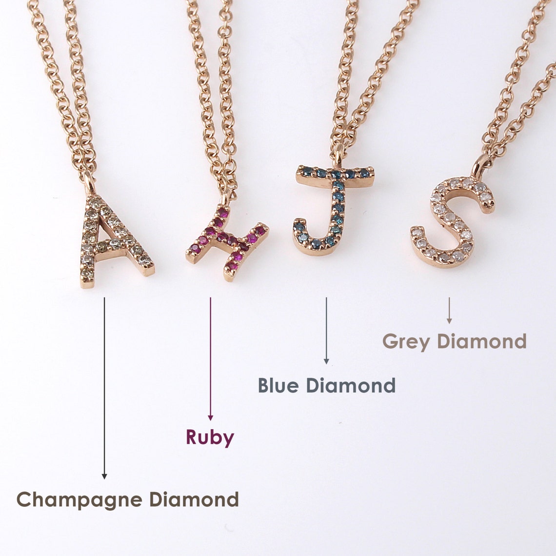 Name Initial Ruby Necklace 14K Solid Gold Ruby Initial - Etsy