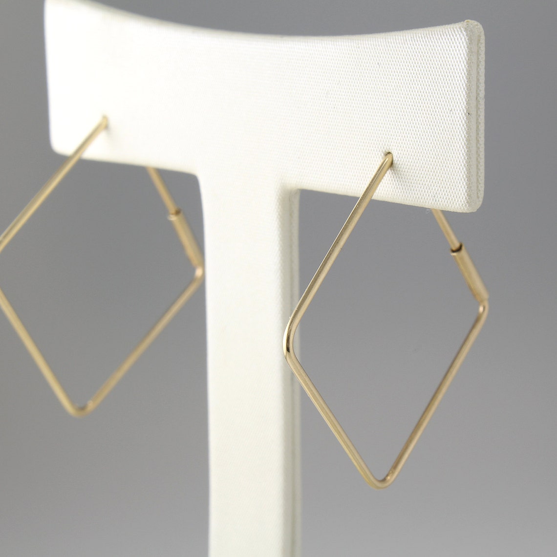 Gold Hoop Earrings 14K, Gold Square Hoop Earrings, 14K Minimalist ...