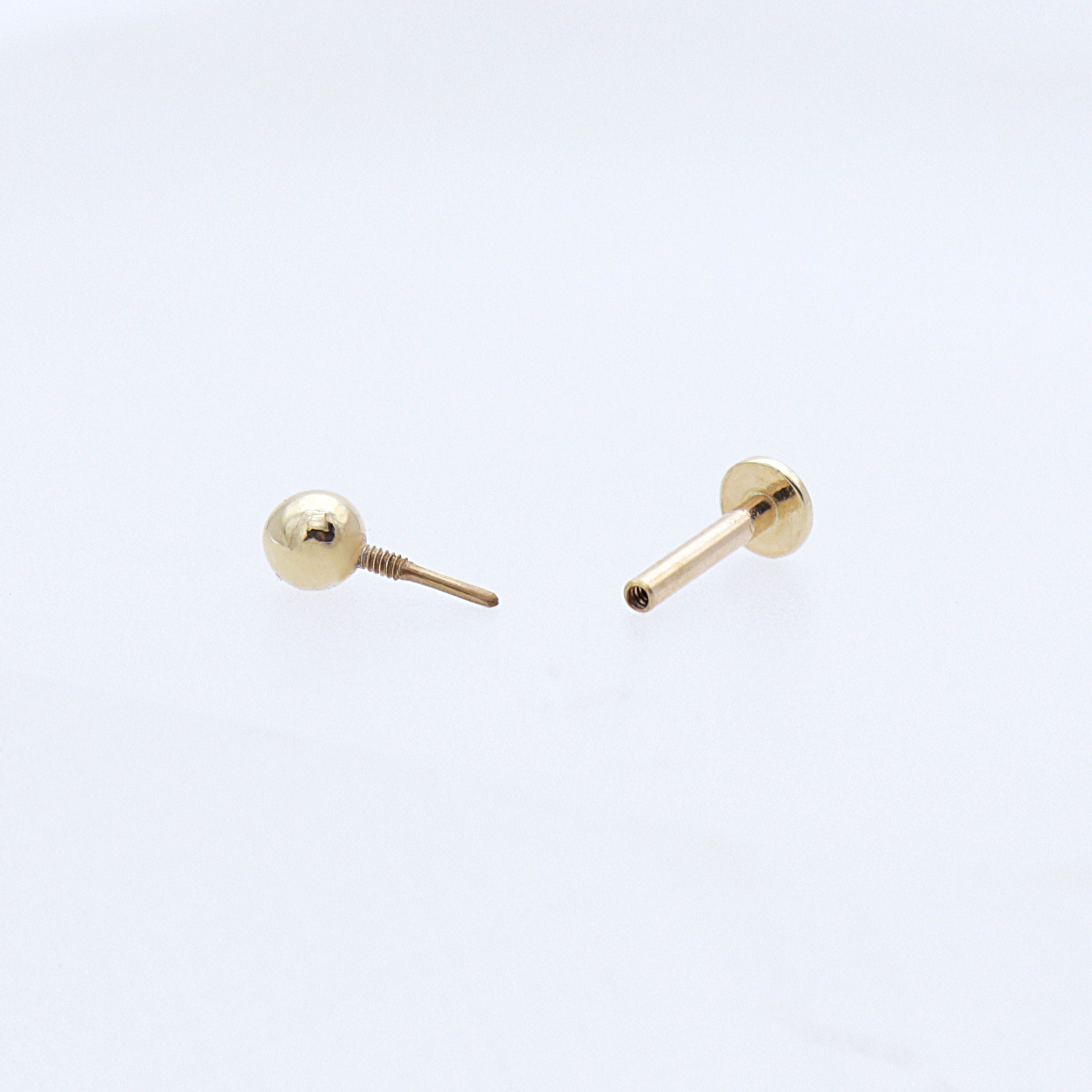 14K Solid Gold 2.5mm Ball Stud Labret Internal Threaded | Etsy