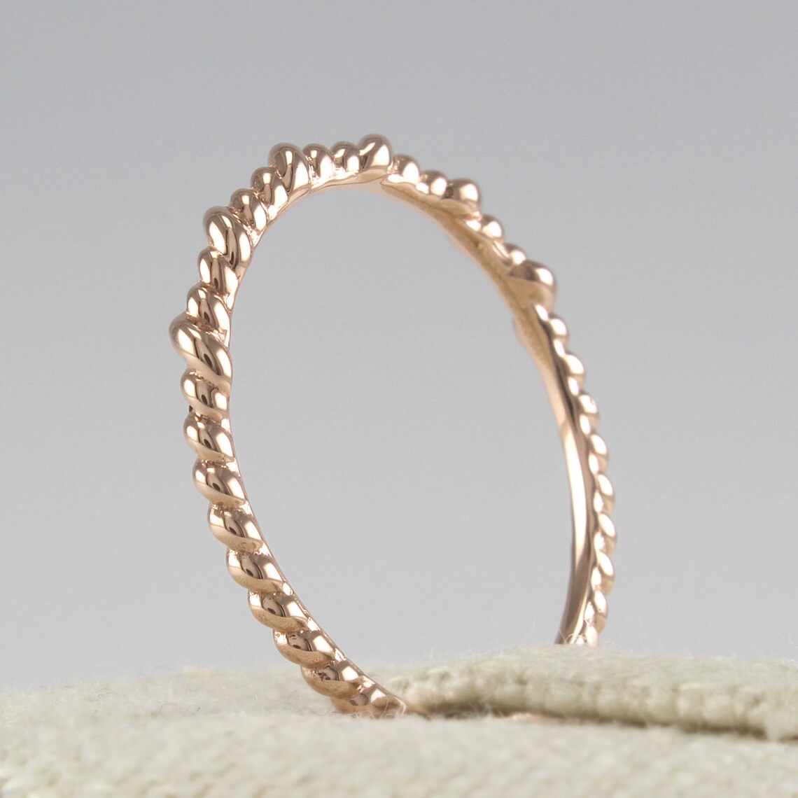 14K Solid Gold Twisted Ring 14K Gold Stacking Ring 14K Gold | Etsy