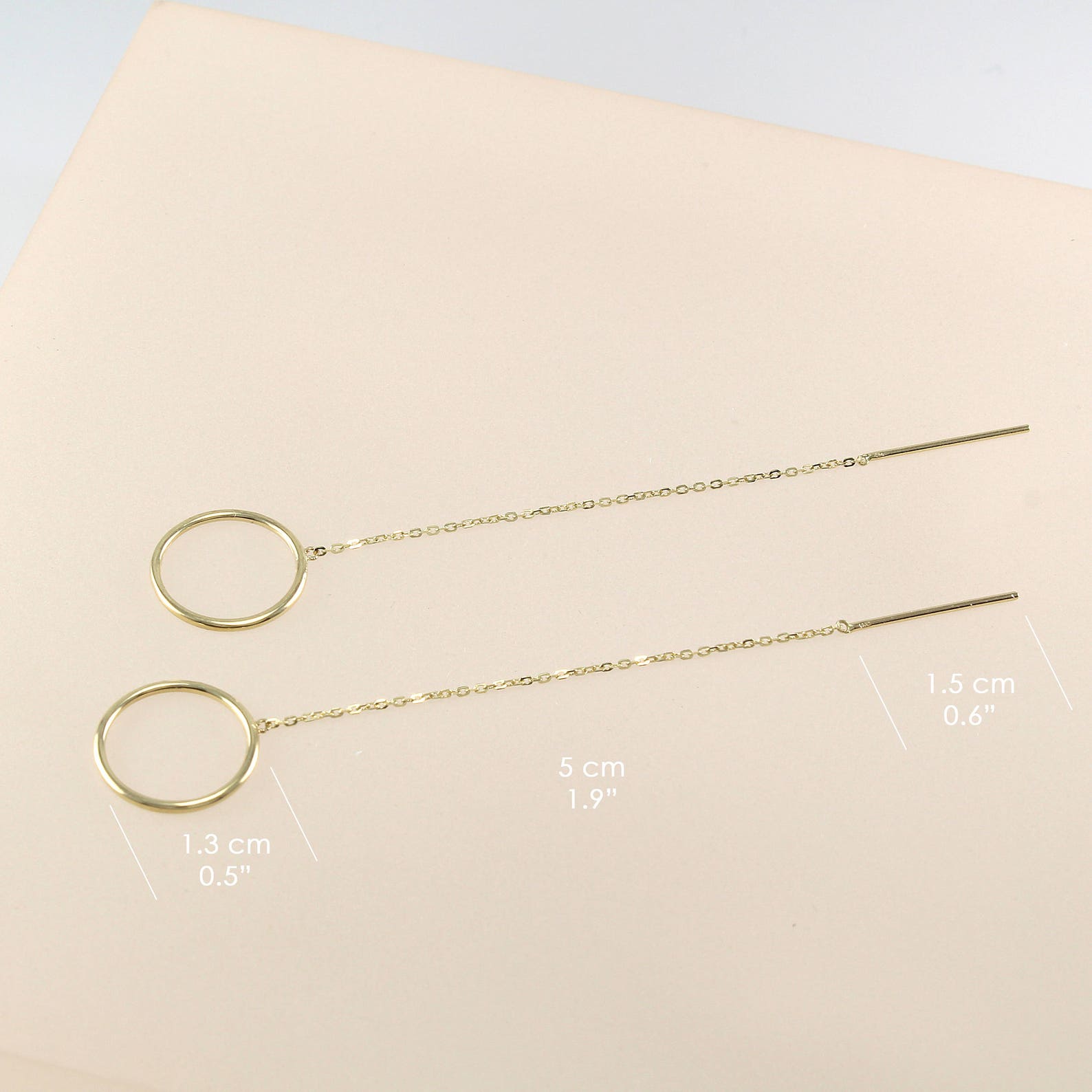 14K Solid Gold Threader Earrings 14K Long Threader Earrings - Etsy