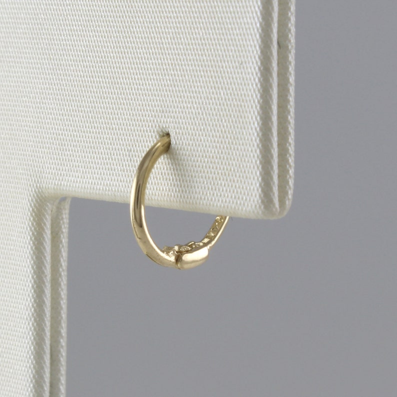 14K 8mm Solid Gold Huggie Hinged Hoop Earring, Huggie Hoop, Gold Huggie ...