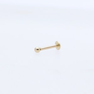 14K Solid Gold 2mm Ball Stud Labret, Internal Threaded, Tragus ...