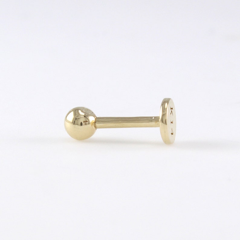 14K Solid Gold 3mm Ball Stud Labret Tragus, Cartilage, Helix, Conch ...