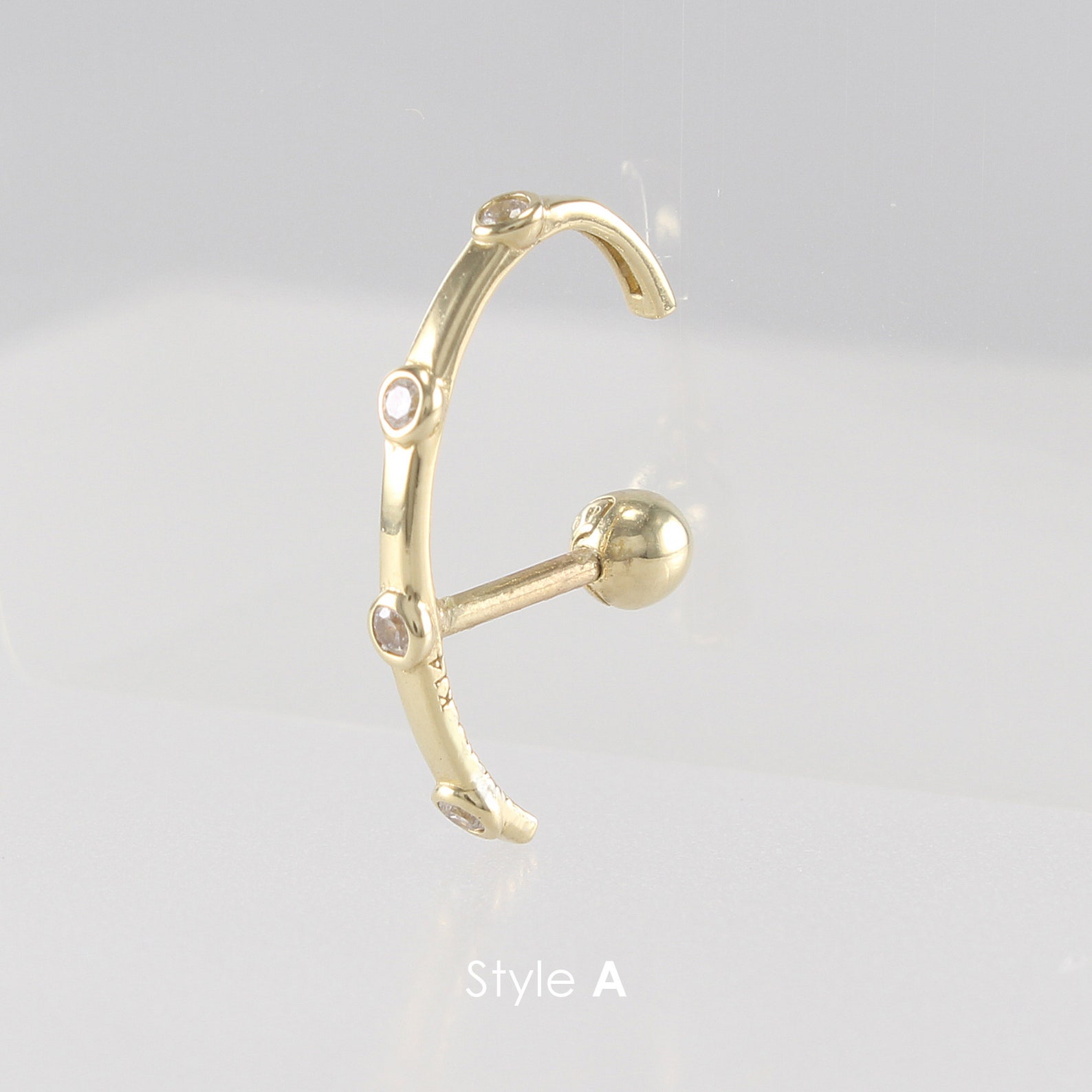 14K Ear Cuff Pierced Earring Suspender Cuff Earring Gold | Etsy