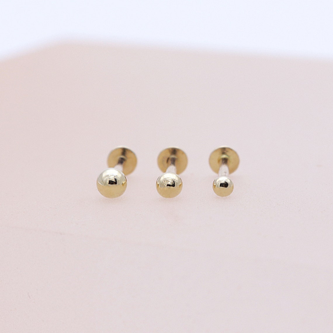 14K Solid Gold 2mm Ball Stud Labret Internal Threaded | Etsy