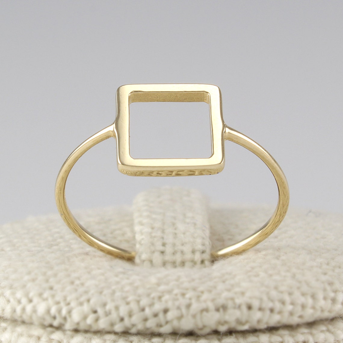 14K Solid Gold Simple Ring 14K Gold Geometric Ring 14K Gold | Etsy