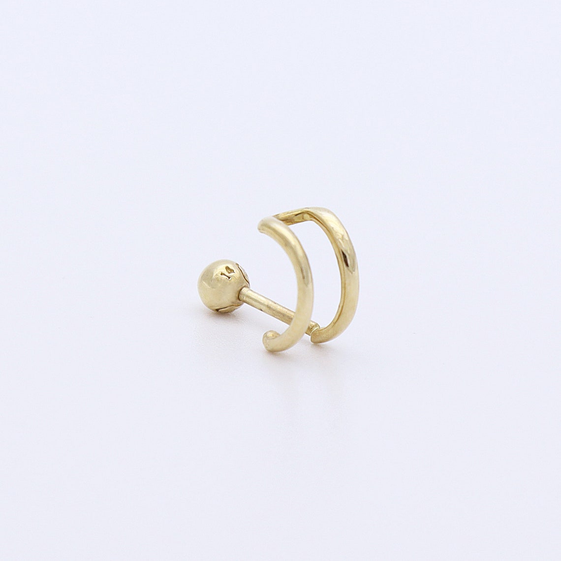 14K Gold Double Wire Ear Cuff Earring 14K Gold Ear Cuff | Etsy