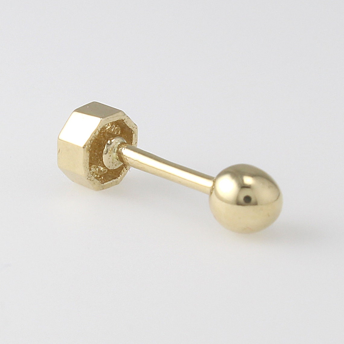 Octagon Stud 14K Gold, Cartilage, Tragus, Helix, Conch, Lobe, Piercing ...