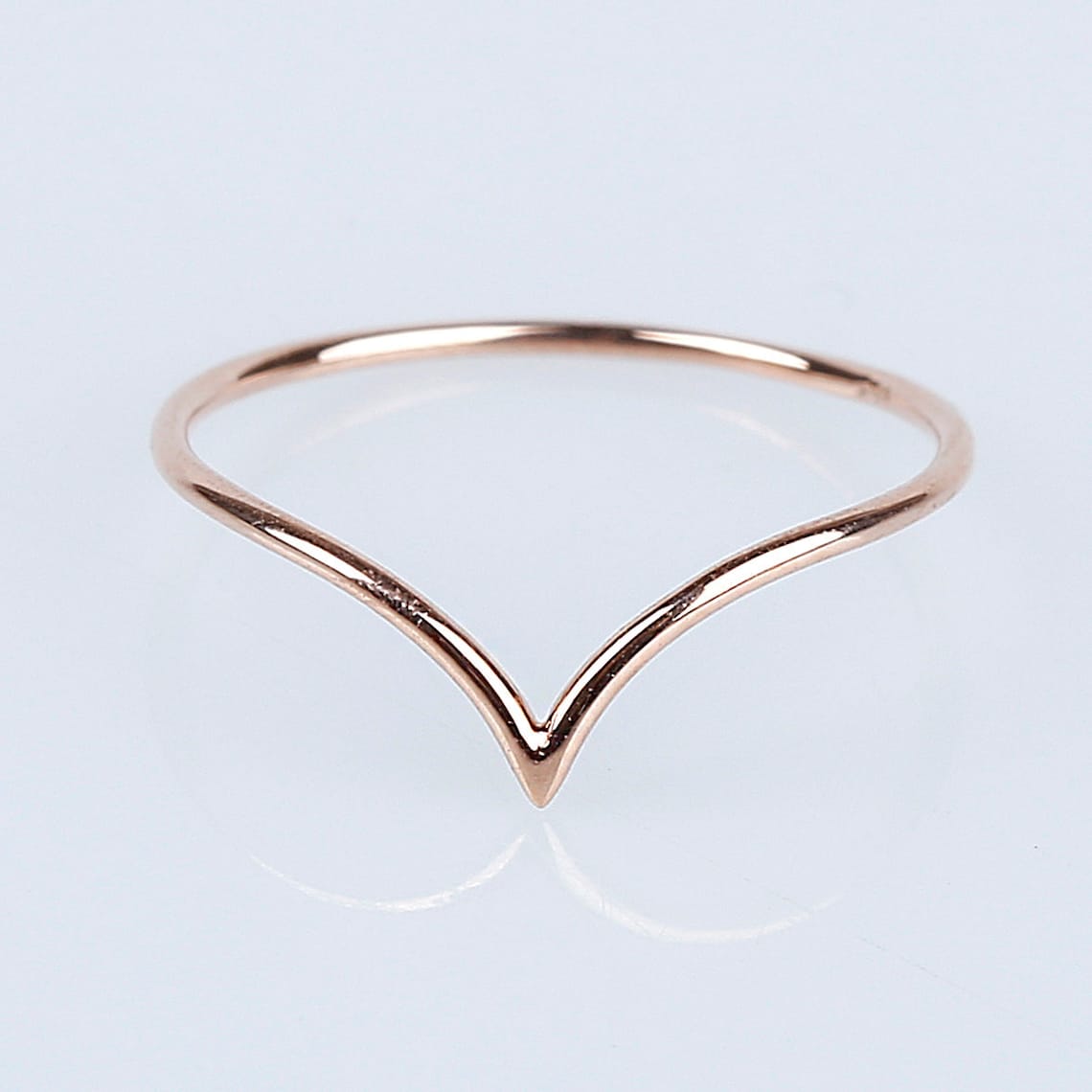 14K Solid Gold Chevron Ring 14K Solid Gold Thin Band 14K - Etsy