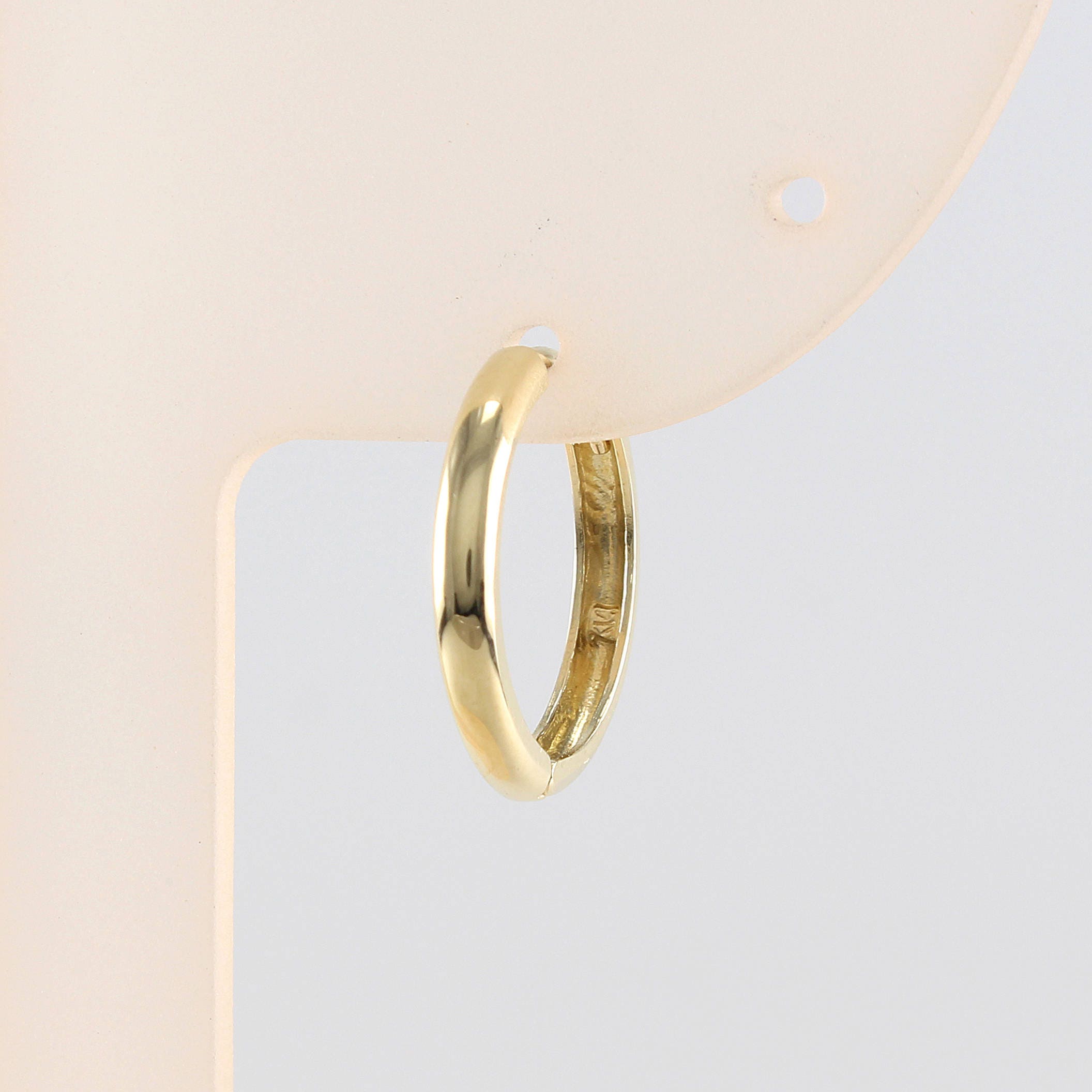 14K 17 Mm Solid Gold Huggie Hinged Hoop Earring, Huggie Hoop, Gold ...