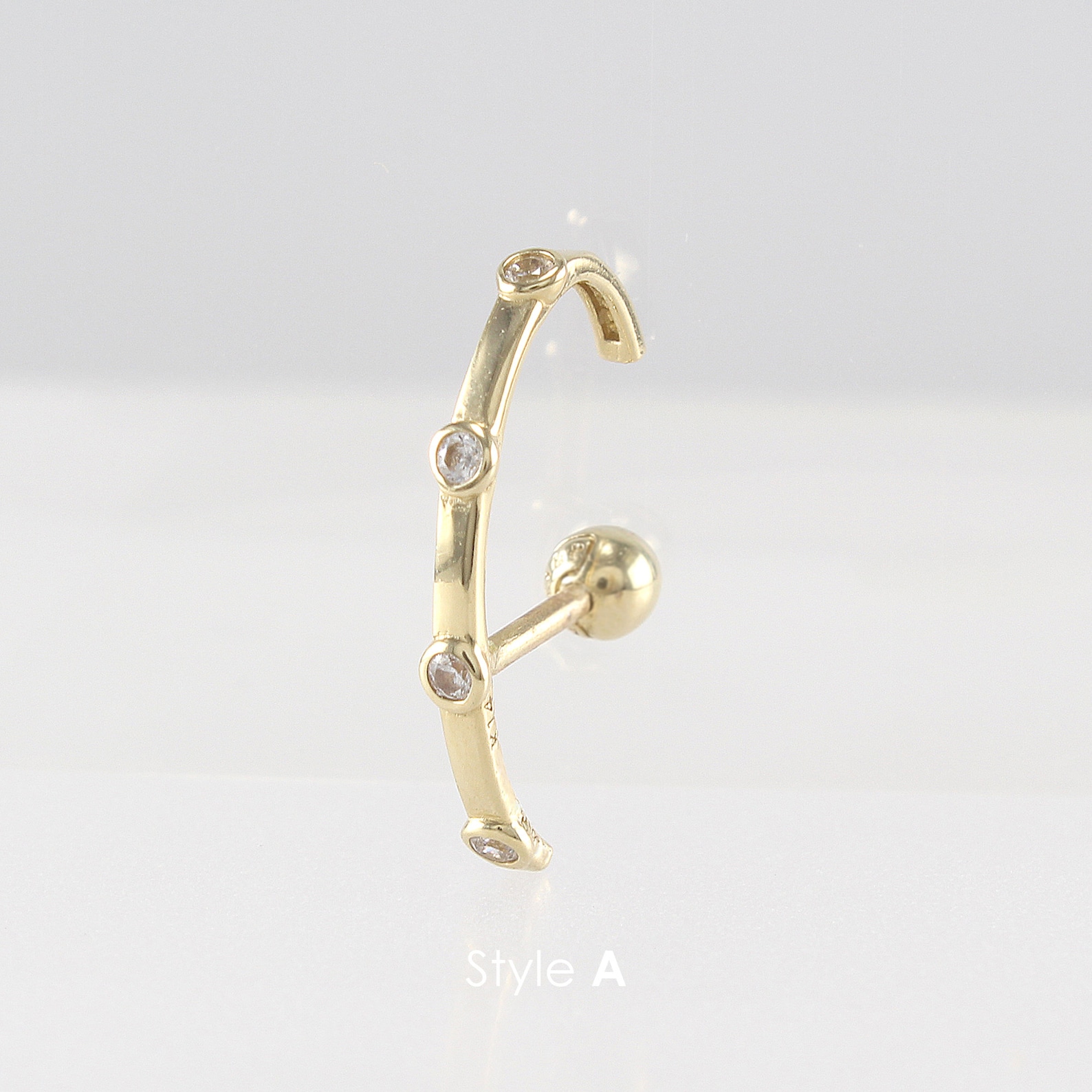 14K Ear Cuff Pierced Earring Suspender Cuff Earring Gold | Etsy