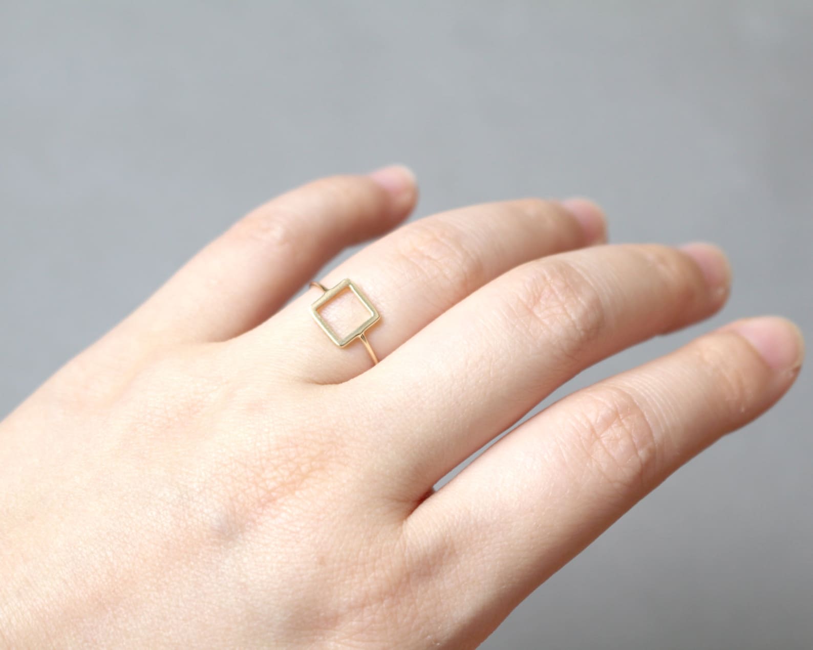 14K Solid Gold Simple Ring 14K Gold Geometric Ring 14K Gold | Etsy