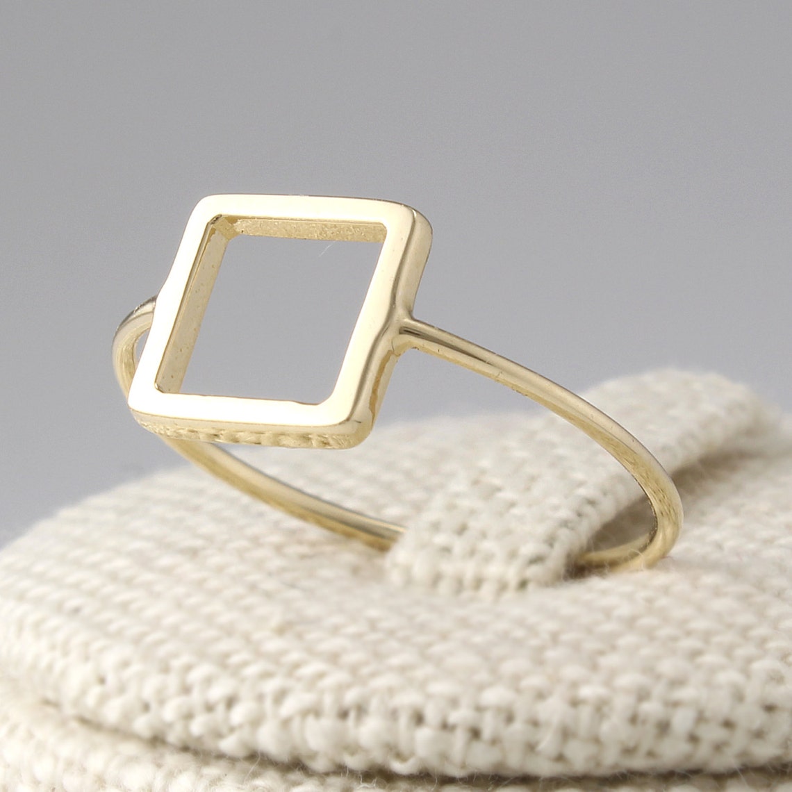 14K Solid Gold Simple Ring 14K Gold Geometric Ring 14K Gold | Etsy