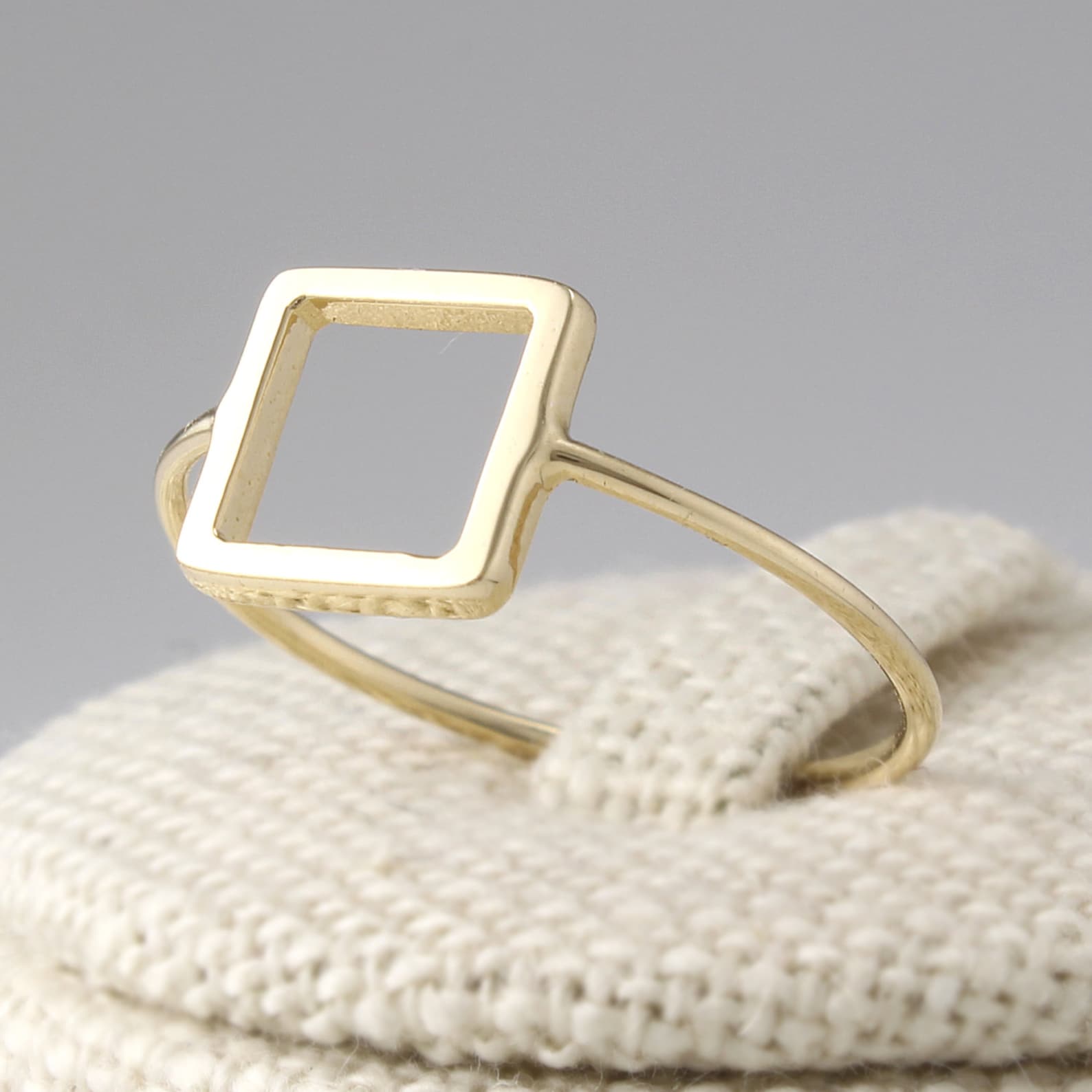 14K Solid Gold Simple Ring 14K Gold Geometric Ring 14K Gold | Etsy