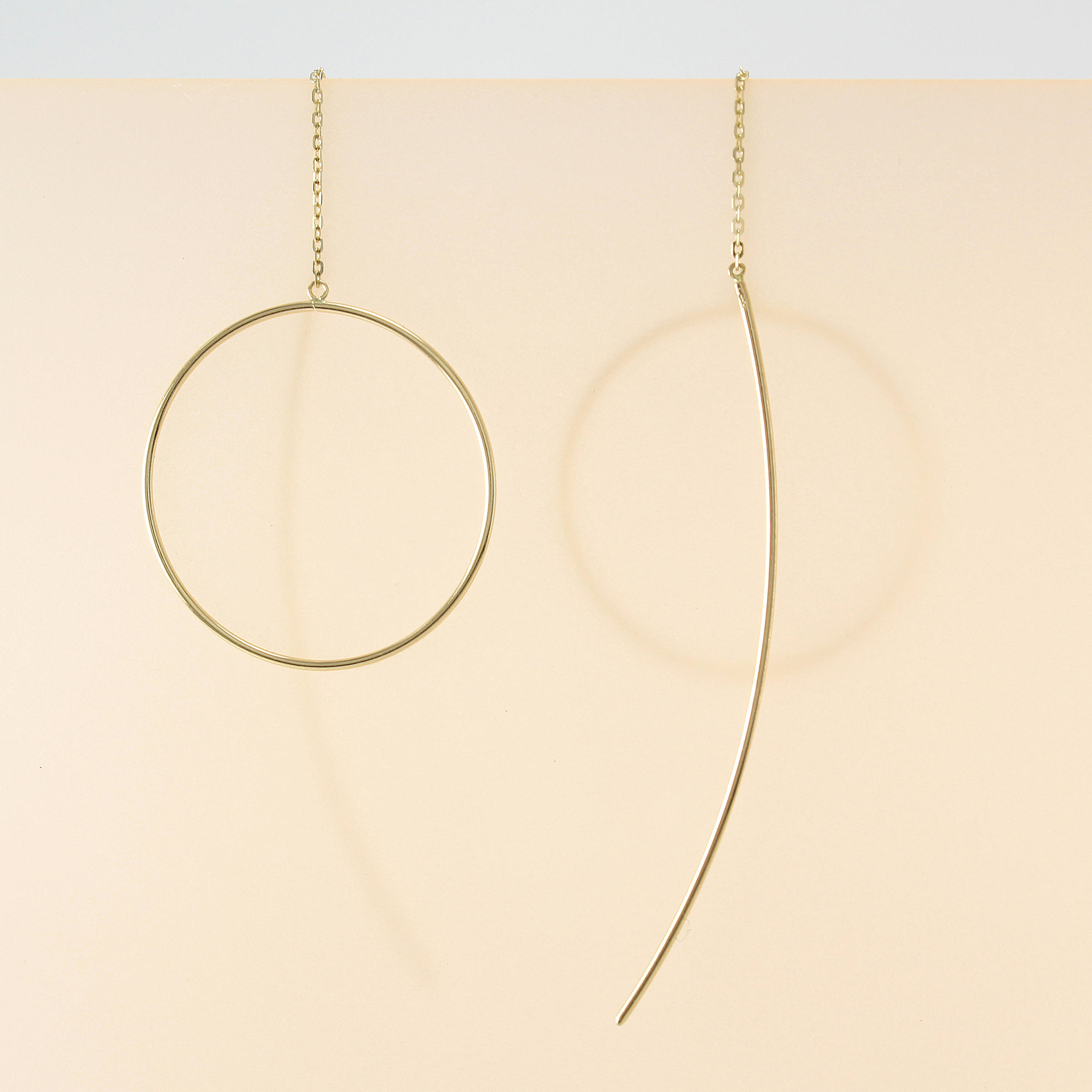 14K Solid Gold Threader Earrings 14K Long Threader Earrings | Etsy