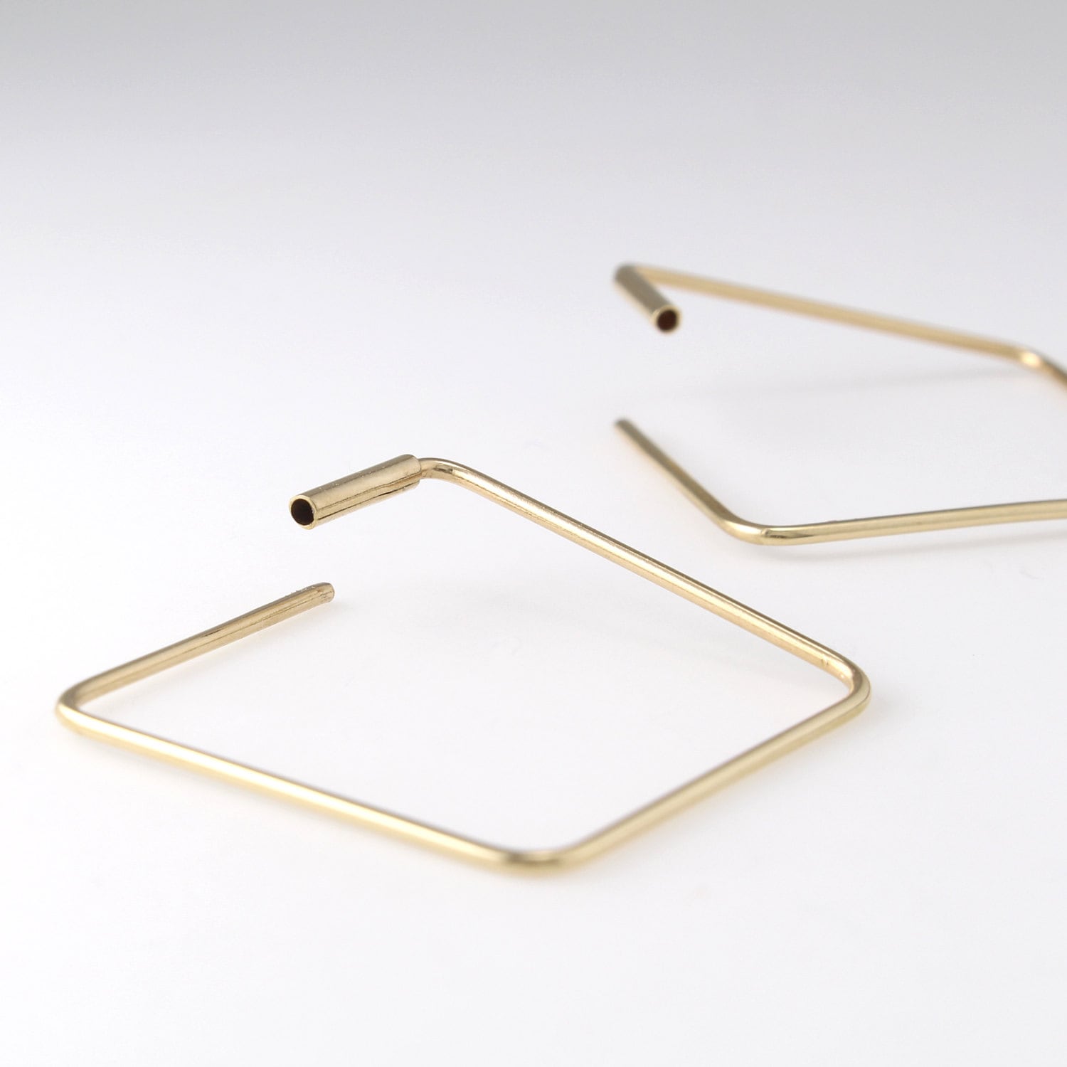 Gold Hoop Earrings 14K Gold Square Hoop Earrings 14K - Etsy