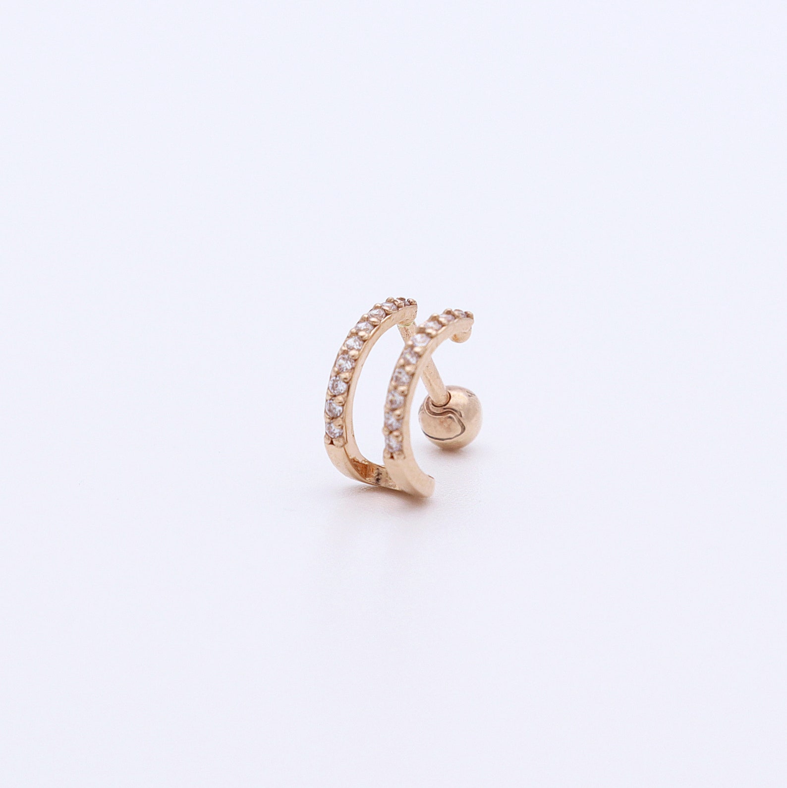 14K Gold Double Wire Ear Cuff Earring, 14K Gold Ear Cuff Earring, Conch ...
