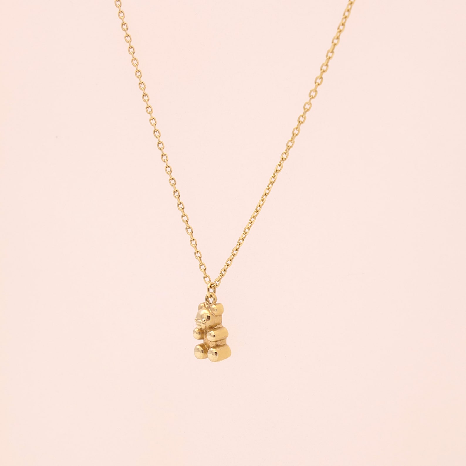 14K Solid Gold Teddy Bear Necklace - Etsy