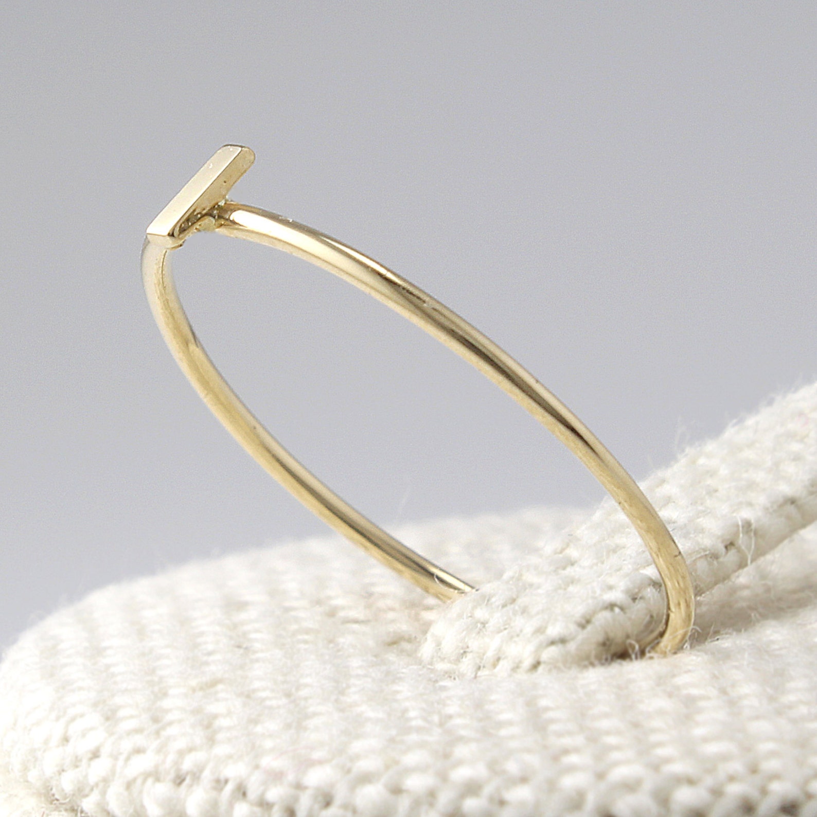 14K Solid Gold Thin Stacking Ring, 14K Solid Gold Thin Band, 14K Gold ...