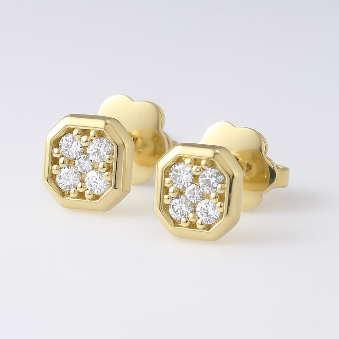 14k Gold Lab Grown Diamond Octagon Stud Earrings: Minimalist Geometric ...