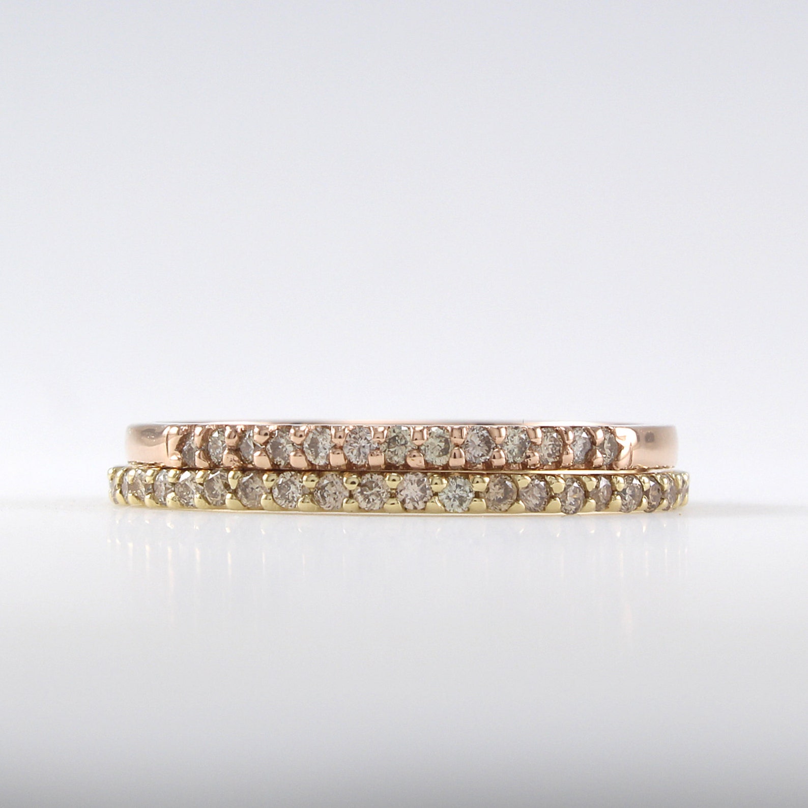 Thin Diamond Eternity Band 14K Solid Gold Champagne Diamond - Etsy
