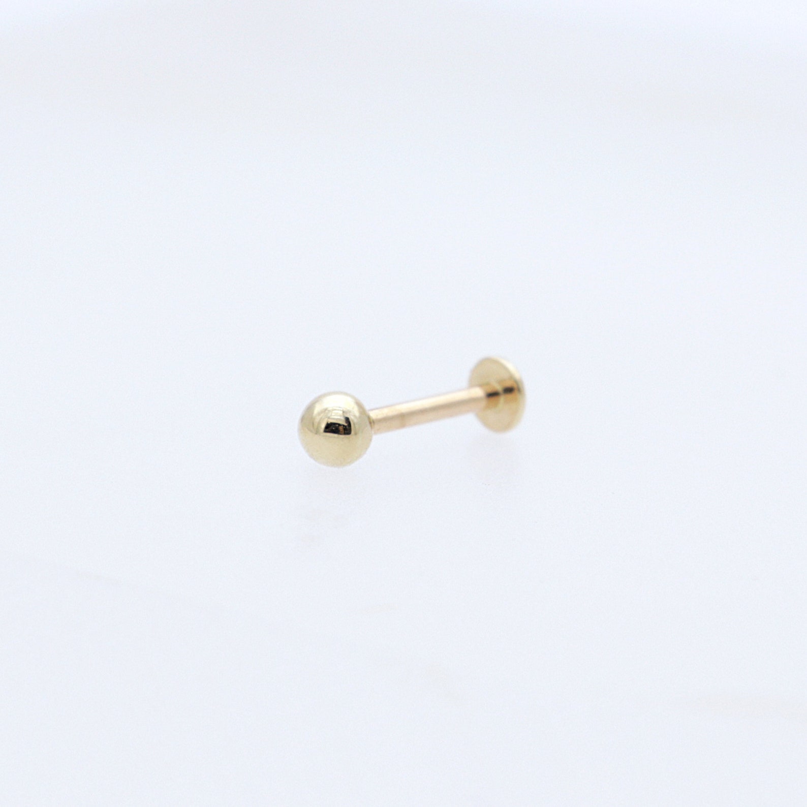 14K Solid Gold 3mm Ball Stud Labret Internal Threaded - Etsy