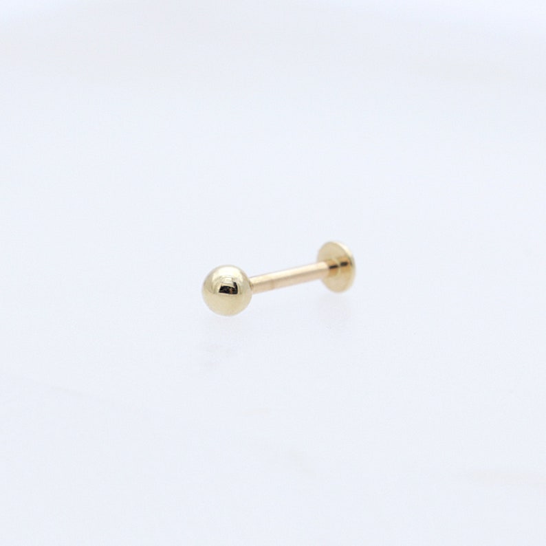 14K Solid Gold 3mm Ball Stud Labret Internal Threaded - Etsy