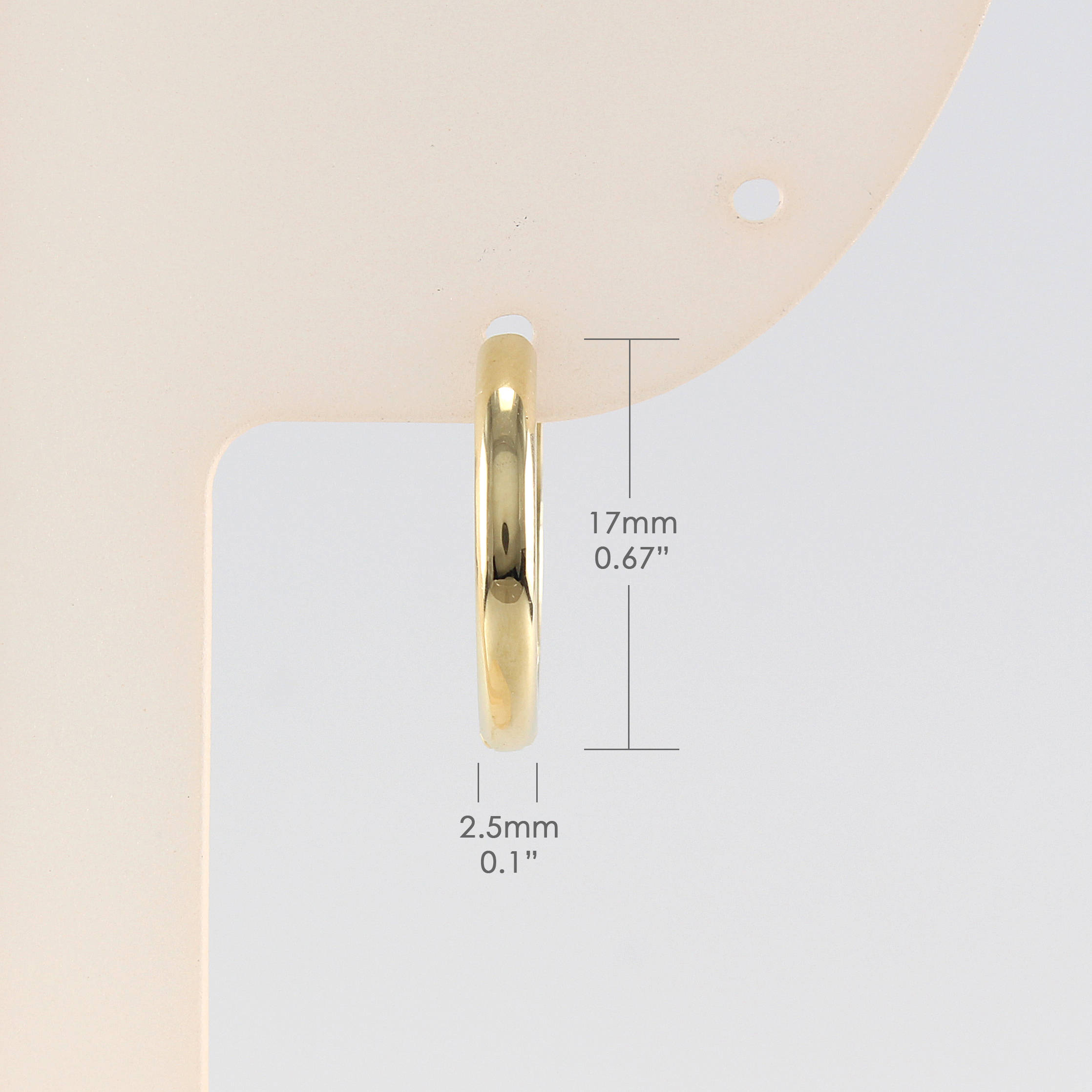 14K 17 Mm Solid Gold Huggie Hinged Hoop Earring, Huggie Hoop, Gold ...